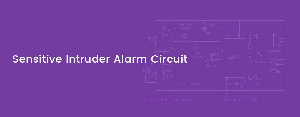 Light Sensitive Intruder Alarm Circuit Diagram Using 555 Ic And Ldr