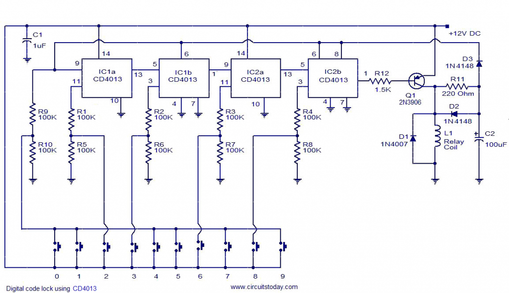 Digital code lock - Electronic Circuits and Diagrams-Electronic ...