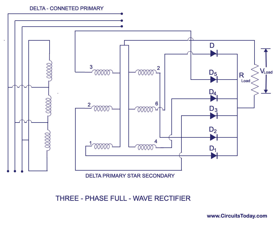 3 Phase Half Wave Rectifier Circuit Diagram