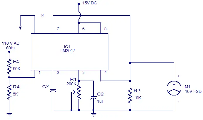 Capacitance meter using LM2917 Capacitance meter using LM2917