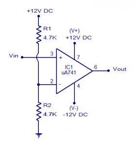 Voltage comparator using opamp. Inverting voltage comparator, non ...