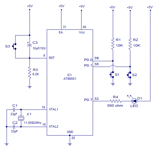 Circuit Diagram Traffic Light Controller Using 8051 Microcontroller