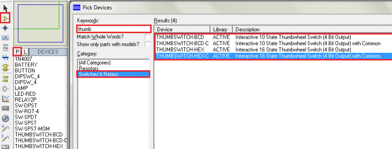 Proteus Tutorial-Switches and Relays-Types-Screenshots