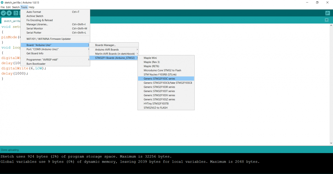 Blue Pill - STM32F103C8 Microcontroller development Board. How to ...