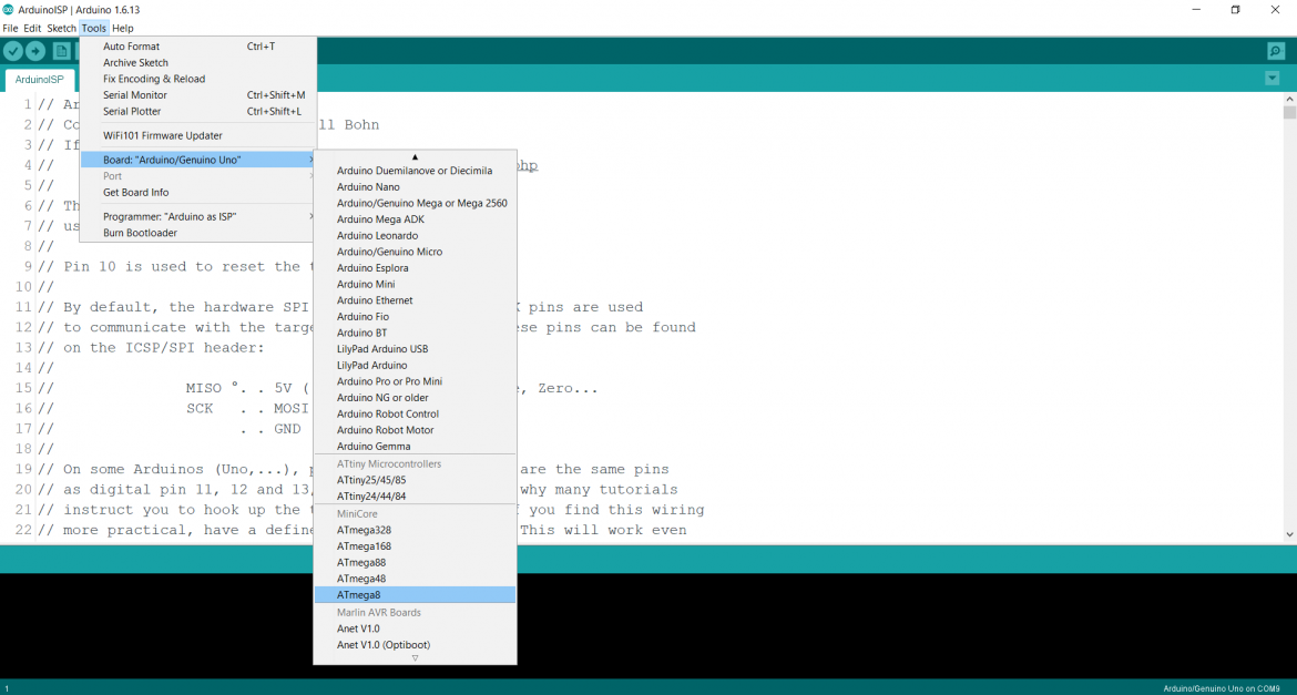 Program and upload bootloader in new ATmega328p IC. Program ATtiny25/45 ...