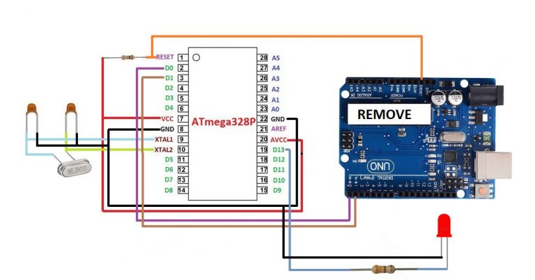 Program and upload bootloader in new ATmega328p IC. Program ATtiny25/45 ...